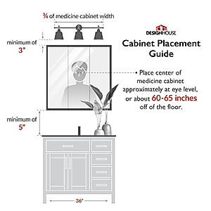 Design House 48 Inch Bathroom Medicine Cabinet, Wall Mounted, Mirrored, Brown, 541367-ESP