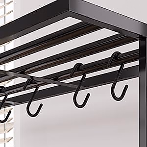 Alkmaar 42" Large Kitchen Island Bakers Rack Microwave Oven Stand Kitchen Shelf with 3 Tier Storage, Metal Coffee Bar Table,Kitchen Storage Shelf for Dining Living Room, 5 Hooks, 42"*28"*72"