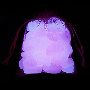 100pcs Glow in The Dark Fish Tank Aquarium Pebbles,Rocks, Glowing Gravel Luminous Stones for Aquarium Succulent Garden Gift Decoration, 305g/0.67lbs, 4/5''-1 1/2'' (Rose)
