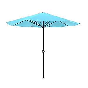 Pure Garden 9 Foot Aluminum Patio Umbrella with Auto Crank - Blue