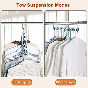 Sindax Space Saving Hangers Telescopic, 6 Holes Clothes Hangers Adjustment to 9 Holes, Upgraded Sturdy Metal Clothes Hangers Space Saving for Heavy Clothes, Closet Organizers and Storage - 5 Pack