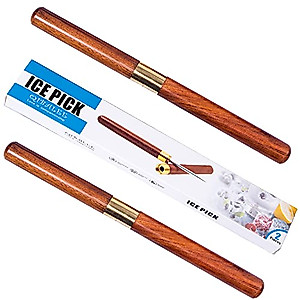 QiBaLee Ice Pick 2Pcs. Ice Picks for Breaking Ice. 9 Inches Length. Secure Wooden Caps and Non-slip Wooden Handles. Easy to Store. For Use in Kitchen Bars Bartender Picnics Camping& Restaurant