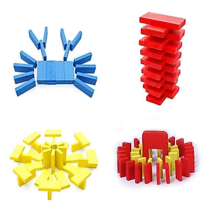 Joqutoys 600 PCS Dominoes Set for Kids, Wooden Domino Building Blocks, 6 Colors Bulk Dominoes Racing Tiles Games with Extra 26 Add-on Blocks and Storage Bag, Educational Toys for Kids Birthday Party