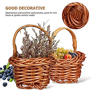 Wicker Basket 8pcs Mini Woven Baskets Miniature Picnic Baskets with Handles Farmhouse Small Basket Wedding Candy Gift Baskets Tiny Hamper Baskets for Wedding Xmas Tree Ornaments Woven Basket