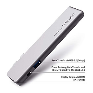 MINIX NEO SD4 USB-C Multiport 480GB SSD Storage Hub for Apple MacBook Air/Pro | 4K@60Hz Display | Thunderbolt 3 | USB 3.0,Sold Technology Limited.(Space Gray)