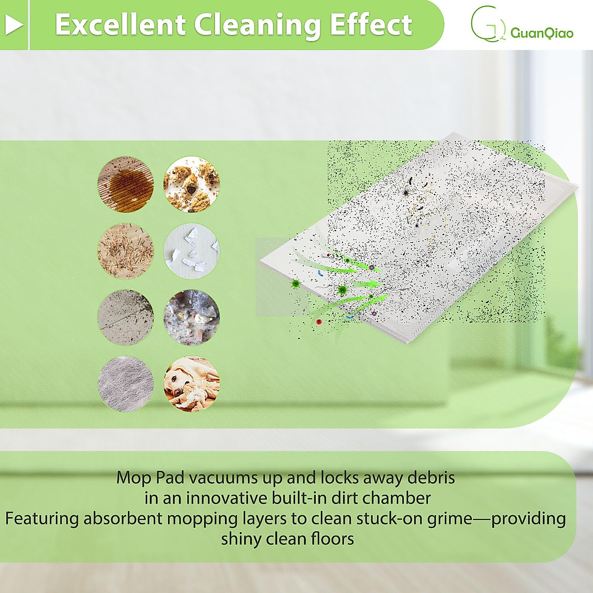 GuanQiao 20 Pack for Shark VACMOP Disposable Hard Floor Vacuum and Mop Pad Refills for Shark Vacmop Pro VM252 VM250 VM200, Part VMP30