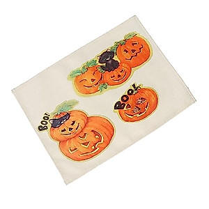UPKOCH Linen Placemats 6 pcs Xcm Tableware Dinner Chic Unique Bowl Halloween Use Pumpkin Plate for Creative Placemat Dish Pad Printed Mat Parties Heat Burlap Table Insulation Jute Decor