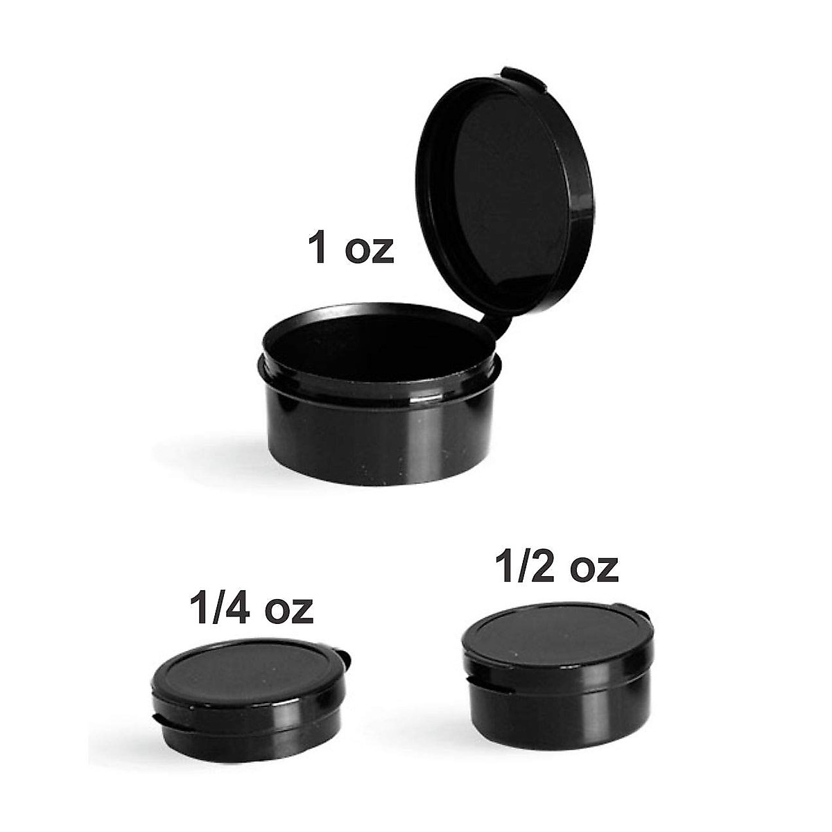 Magnakoys® 1/4oz & 1/2oz Plastic Vial Containers with Hinged Top Lids for Crafts Pills Geocaching (10, Black 1/4 oz)