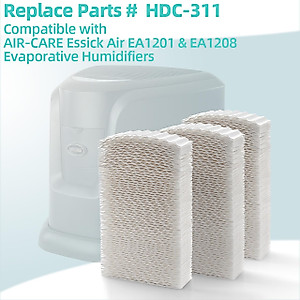 Alocs HDC311 Humidifier Super Filter Wick Replacement Compatible with AIR-Care Essick Air EA1201 & EA1208 Evaporative Humidifiers (3 Pack)