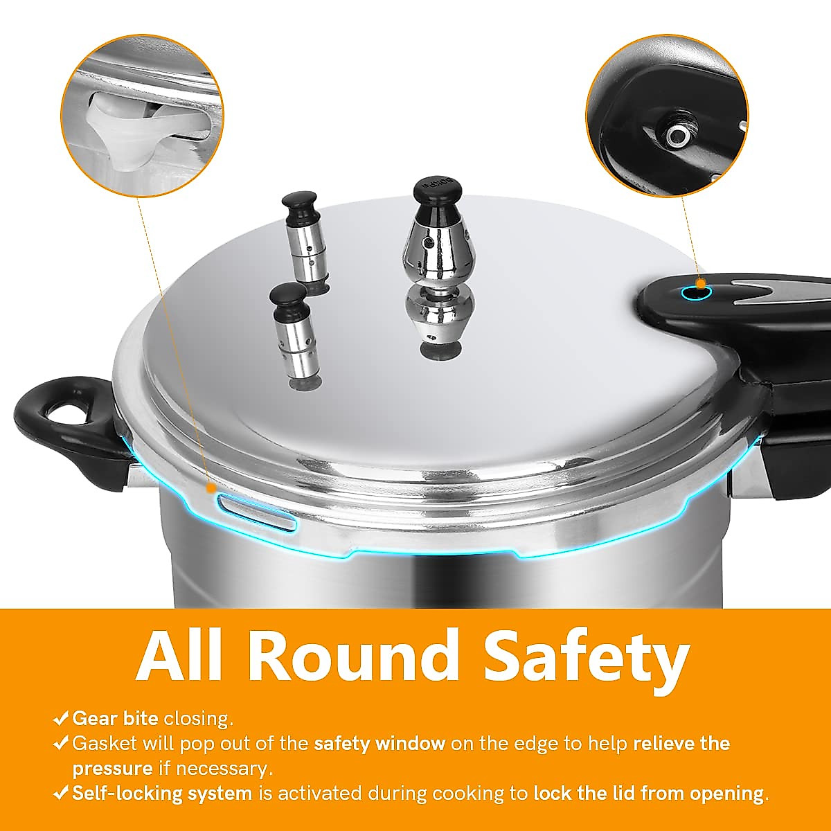 BreeRainz 5.3 Quart Pressure Cooker, 10 PSI Induction Compatible Pressure Canner w/Honeycomb Stainless Steel Clad Base for Fast & Even Heating, Canning Rack Included