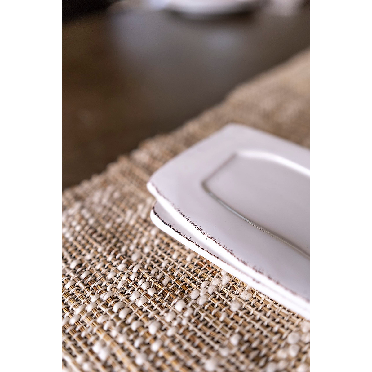 Vietri Lastra White Spoon Rest, 11" Ceramic Cooking/Serving Utensil Tray, Stove/Counter Decor