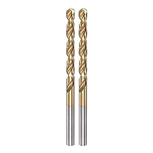 HARFINGTON 2pcs Twist Drill Bits 4.6mm Titanium Coated (HSS-E) M42 High Speed Steel 8% Cobalt Straight Shank for Stainless Steel Aluminum Alloy Metal