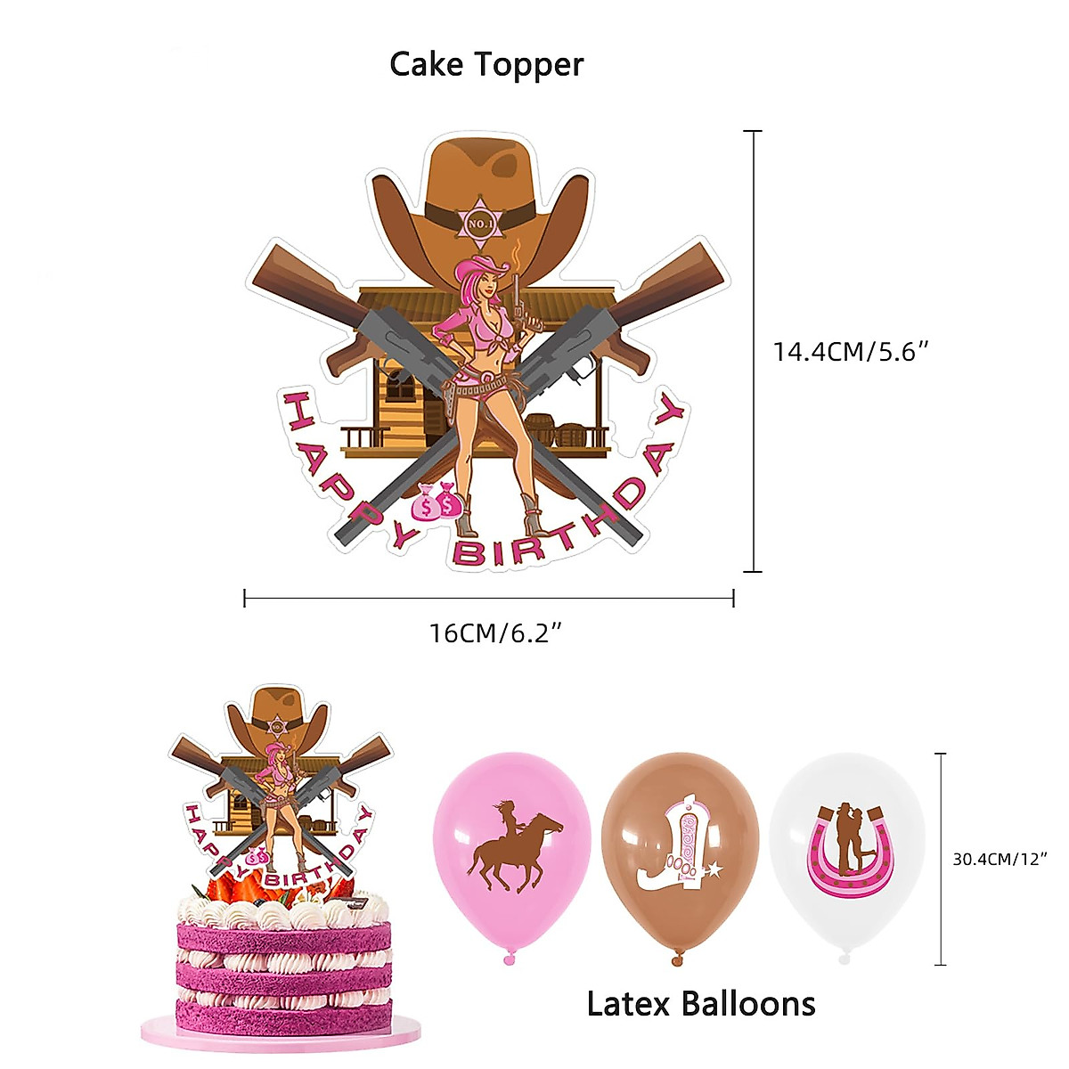 Western Cowgirl Pink Birthday Party Decoration, Horse Rodeo Party Supplies for Girls Including Birthday Banner,Horse Star Balloons, Cake Toppers (Pink Cowgirl)