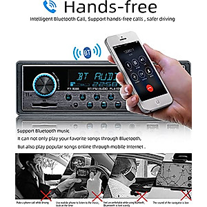 FYPLAY Dual USB Car Stereo Radio Receiver - Single Din, Bluetooth Hands Free Calling, Support USB/SD/AUX/MP3, with Clock Display LCD, Dual Knob Car Multimedia Audio Player, USB Fast Charging