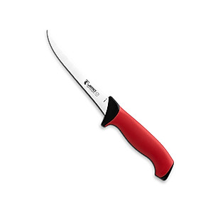 JERO Pro Series TR 6" Curved, Semi-Flexible Boning Knife - Commercial Grade Butcher Knife - Double Injection Molded Handle With Thick Santoprene Out Layer - German Stainless Steel Blade - 2065FTR