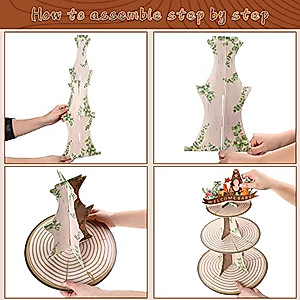 Woodland Baby Shower Decorations Woodland Cupcake Stand, 3 Tier Rustic Jungle Animal Wood Cupcake Holders Woodland Creatures Forest Lumberjack Theme Party for Boy Girl Welcome Party Supplies