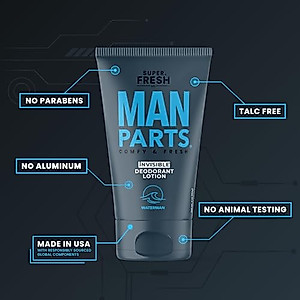 Ball Deodorant Lotion for Men by Super Fresh | Mens Hygiene Cream for Groin, Butt, & Body | Control Odor and Stay Comfortable | Aluminum Free | 4 oz Tube