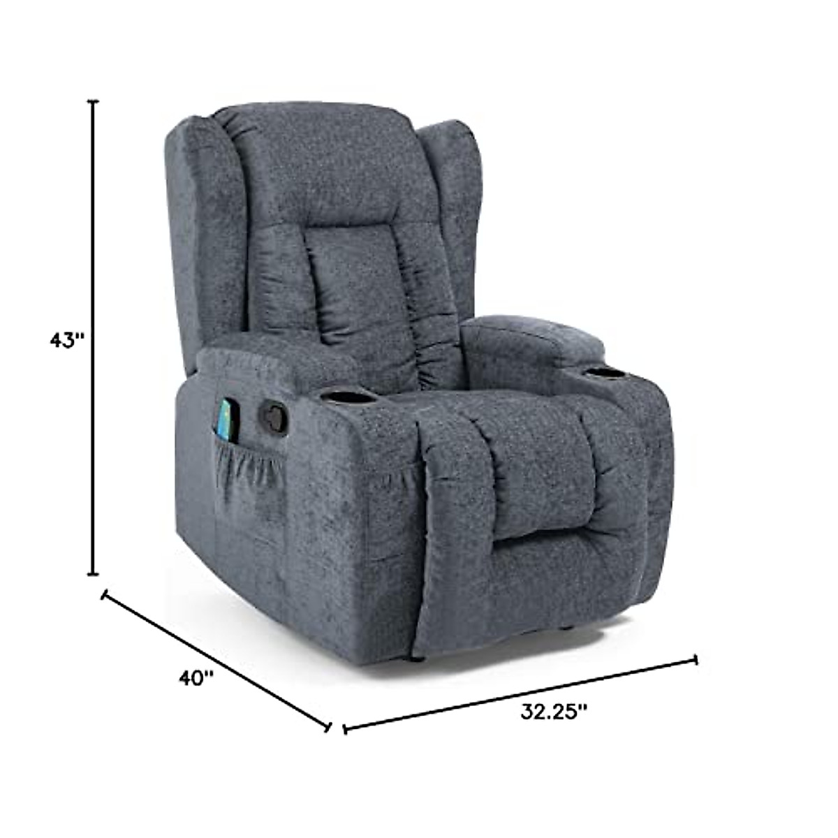 Christopher Knight Home Lavonia Massage Recliner, Wood, Charcoal + Black