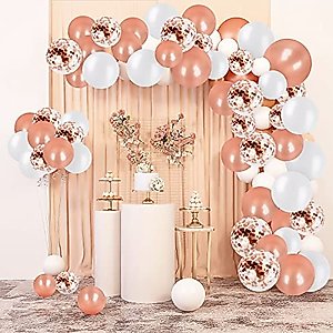 Rose Gold Balloons Arch Garland Kit, 84Pack Rose Gold Confetti Balloons, White Latex Balloons for Bridal Shower Valentine's Day Baby Shower Wedding Birthday Party Decorations Supplies