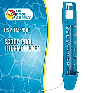U.S. Pool Supply Scoop Analog Display Pool Thermometer with Jumbo Easy to Read Temperature Display