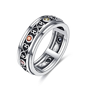 Fidget Rings for Anxiety for Women Sterling Silver Chakra CZ Rings 7