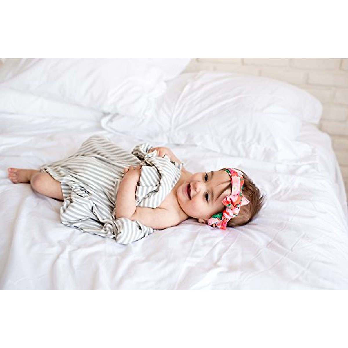 Large Premium Knit Baby Swaddle Receiving Blanket Grey and White "Everest" by Copper Pearl