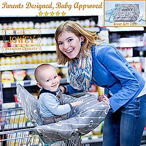 Shopping Cart Cover for Baby Grocery Cart Cover for Baby boy and Baby Girl, High Chair Cover for Baby and Toddler, Baby Registry Gift - Waterproof - Extra Large - Cotton - Double Sided (Grey)