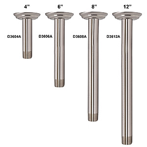 Westbrass A3612A-26 1/2" IPS x 12" Round Ceiling Mount Shower Arm with Flange, Polished Chrome