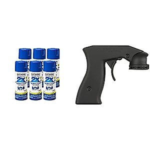 Rust-Oleum 249114-6 PK Painter's Touch 2X Ultra Cover, 6 Pack, Gloss Deep Blue & 243546 Standard Spray Grip