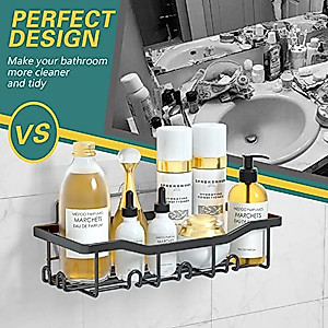 Linksandt Shower Caddy, 4 Pack Shower Shelves, Adhesive & Drilling 2 in 1 Bathroom Organizer, Large Capacity, Rustproof Stainless Steel Bathroom Shower Organizer, Shower Shelf for Inside Shower, Black