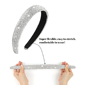 Wecoe 3pcs Purple Pink Silver Rhinestone Headbands Women Girls Sparkly Bling Diamond Headband Fashion Comfortable Head Band Non Slip Birthday Wedding Formal Hair Accessories For Women Girls Gifts