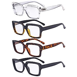 Eyekepper 4 Pack Ladies Reading Glasses - Stylish Oversized Square Readers for Women