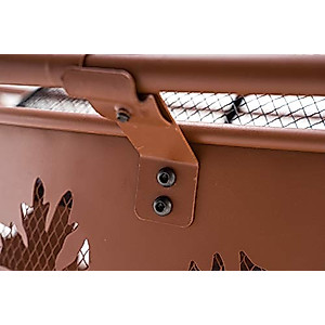 Mcombo 32" Metal Bronze Fire Pit Round Table Backyard Patio Terrace Fire Bowl Heater/BBQ/Ice Pit with Charcoal Rack Waterproof Cover 0146, Bronze