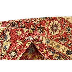 Unique Loom Edinburgh Collection Classic Oriental Traditional French Cottage Inspired Intricate Design Area Rug, 6 ft x 6 ft, Red/Beige