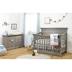 Sorelle Furniture Paxton Crib, Classic 4-In-1 Convertible Crib, Made of Wood, Non-Toxic Finish, Wooden Baby Bed, Toddler Bed, Child’s Daybed and Full-Size Bed, Nursery Furniture - Heritage Grey