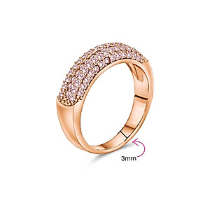 Personalized Micro Pave AAA Pink Cubic Zirconia Cocktail Anniversary CZ Pave Anniversary Statement 1/2 Eternity Wedding Band Ring For Women Rose Gold Plated .925 Sterling Silver Custom Engraved