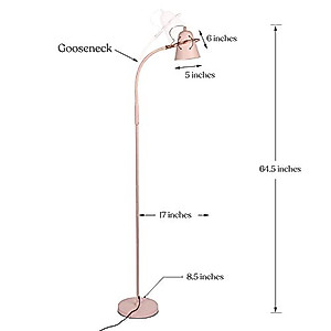 Brightech Zoey LED Floor Lamp - Flexible, Bright Standing Task Light for Puzzles, Crafting, Sewing and Reading - Perfect Dimmable Lighting for Kids Bedrooms, Desks, Nurseries, & Offices - Pastel Pink