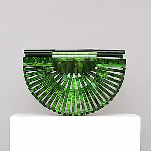 YLLWH Green Women's Handbag Hollow Clutch Purses and Handbags Bead Chain Evening Bags Beach Bag