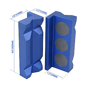 BARTOO Aluminum 4" Vise Jaws Pads, Magnetic Reversible Pipe Vise, AN Fitting Vice Jaw Covers, Professional Grade Multi-Purpose Vise Jaw Protective Inserts for Any Metal Bench Vice (4", Blue)