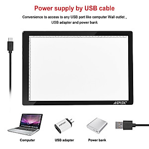 Magnetic A4 LED Artcraft Tracing Light Pad 4 Light Box Ultra-Thin Physical Buttons Control with Memory Function USB Powered Pad Animation,Sketching,Designing,Stencilling X-ray Viewing W/USB Adapter