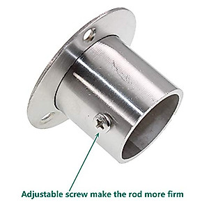 Stainless Steel Closet Rod Holder,ULIFESTAR Shower Curtain Rod Tension Rod Sockets Rod Flange Shelf Brackets,Heavy Duty Metal Shower Wardrobe Pole Holder Support,Brushed Finish 2 PCS (25mm/1'')