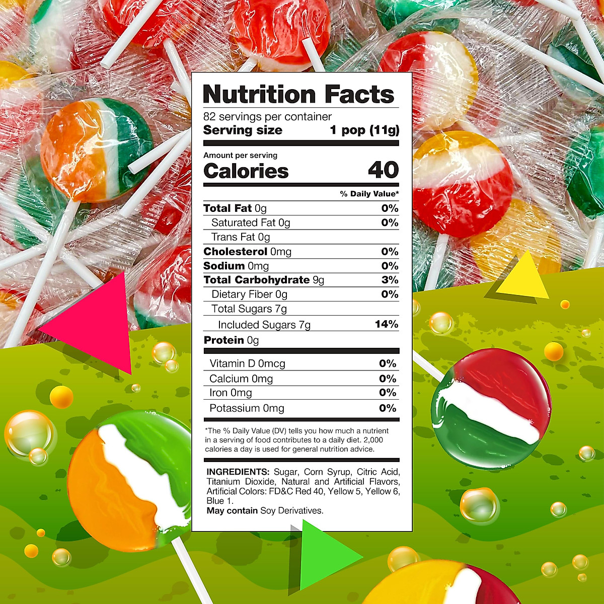 Flat Lollipops Assorted Fruit Flavors Hard Candy (2 Pound Box - Approx. 80 Count)