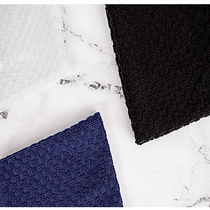 Super Absorbent Kitchen Towels 12 Pack - Premium 100% Cotton Kitchen Towels, 450GSM Thick Machine Washable Black Dish Towels for Kitchen Drying, Cleaning, Dobby Weave, Unmatched Quality