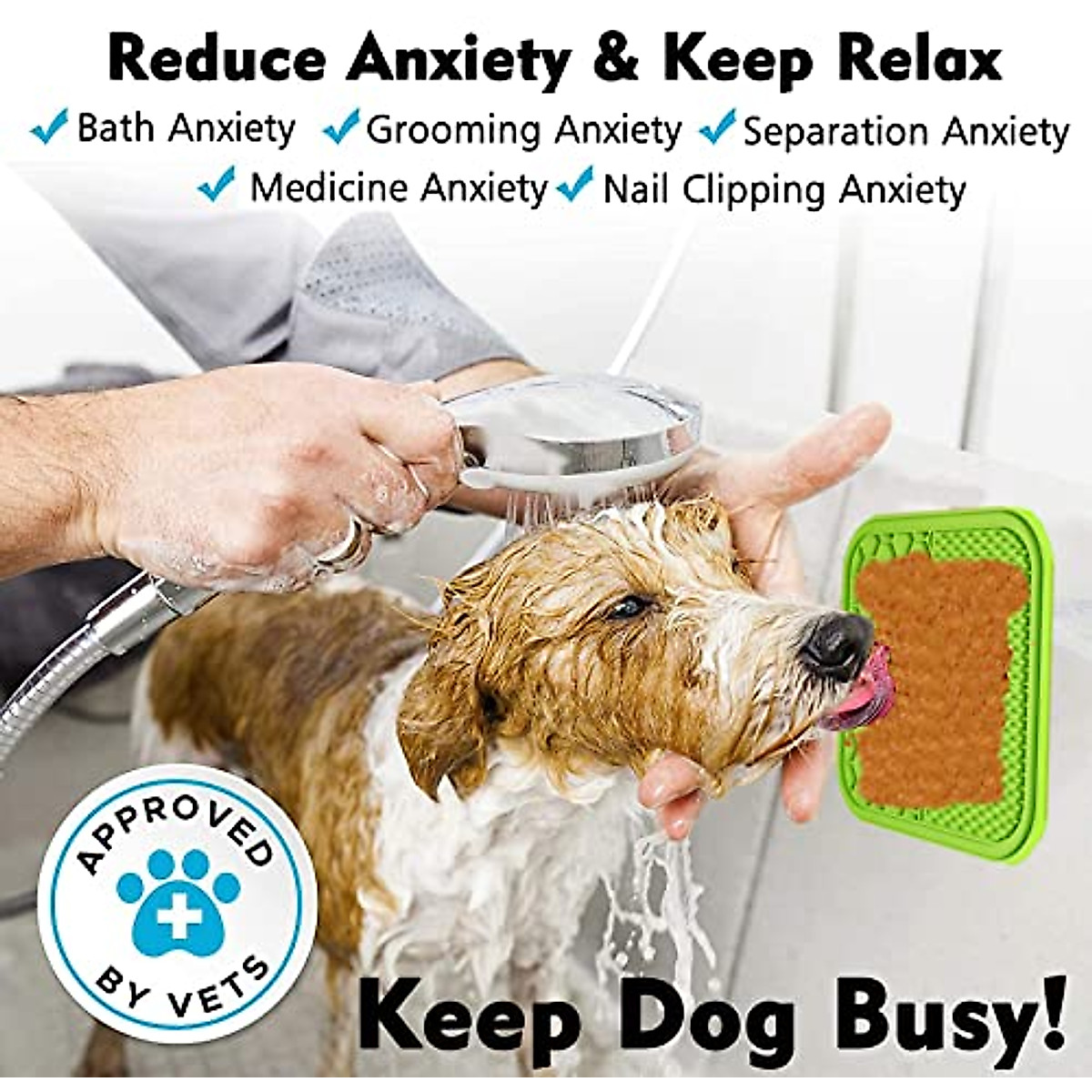 Kwispel Dog Lick Mat, 3 Pcs Lick Mat for Dogs with Suction Cups for Anxiety, Peanut Butter Dog Licking Mat Slow Feeder Dispensing Treater Lick Pad for Dogs Cats Bathing Grooming