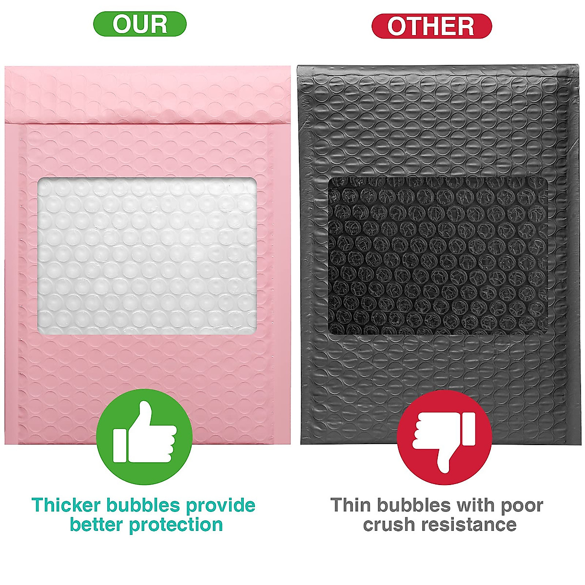 Metronic Bubble Mailers 6x10 Inch 25 Pack Usable Size 6x9" Waterproof Pink Bubble Mailers Cushioning Padded Envelopes for Mother's Day Gift Packaging, Shipping, Small Business, Mailing, Bulk