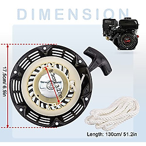 Pull Recoil Starter for Predator 212cc 6.5HP 7HP OHV Engine Go Cart Pit Bike Generator Lawnmower Pull Start Assembly for Honda Clones Recoil Starter Generator Coleman Champion 196cc 224cc 159cc