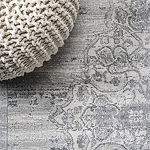 JONATHAN Y MDP103B-8 Modern Vintage Moroccan Medallion Indoor Area-Rug Country Easy-Cleaning Bedroom Kitchen Living Room Non Shedding, 8 X 10, Light Gray