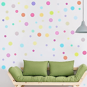 288 Pieces Polka Dots Wall Stickers Large Round Polka Dot Confetti Wall Decals Assorted Polka Dot Stickers for Baby Nursery Child Kid Boy Girl Bedroom Home Decor, 8 Sheets (Light Color)