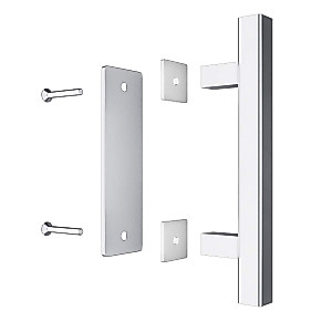 SMARTSTANDARD 10" Heavy Duty Sliding Barn Door Handle, Pull and Flush Set for Gate Kitchen Furniture Cabinet Closet Drawer, Stainless Steel, Square