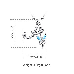 EUDORA Sterling Silver Initial A Necklaces for women Alphabet A Necklace Initial Personalized Letter A Pendant with Blue Cubic Zirconia Butterfly for Mom 18" Chain